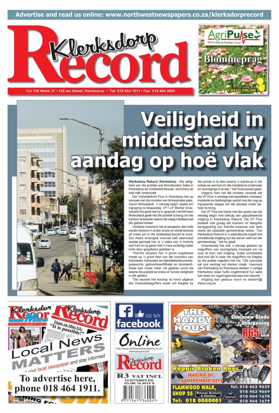 Klerksdorp Record-September 09, 2022 Newspaper