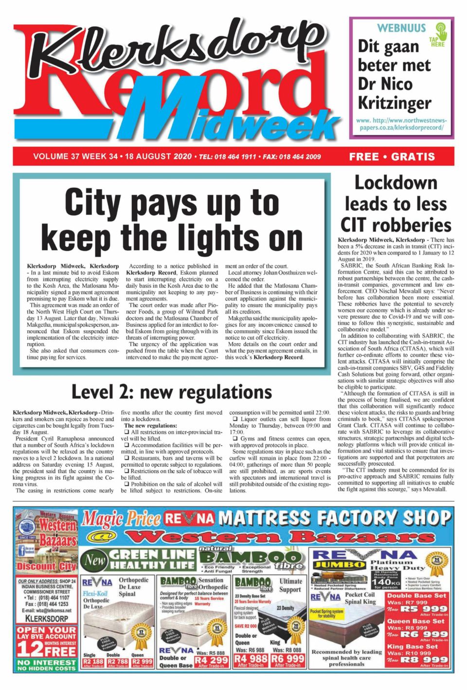 Klerksdorp Midweek-August 18, 2020 Newspaper - Get your Digital Subscription