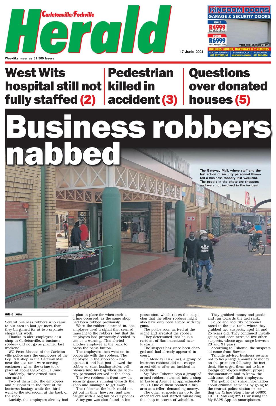 Get digital access to Carletonville Herald - June 17, 2021 issue ...