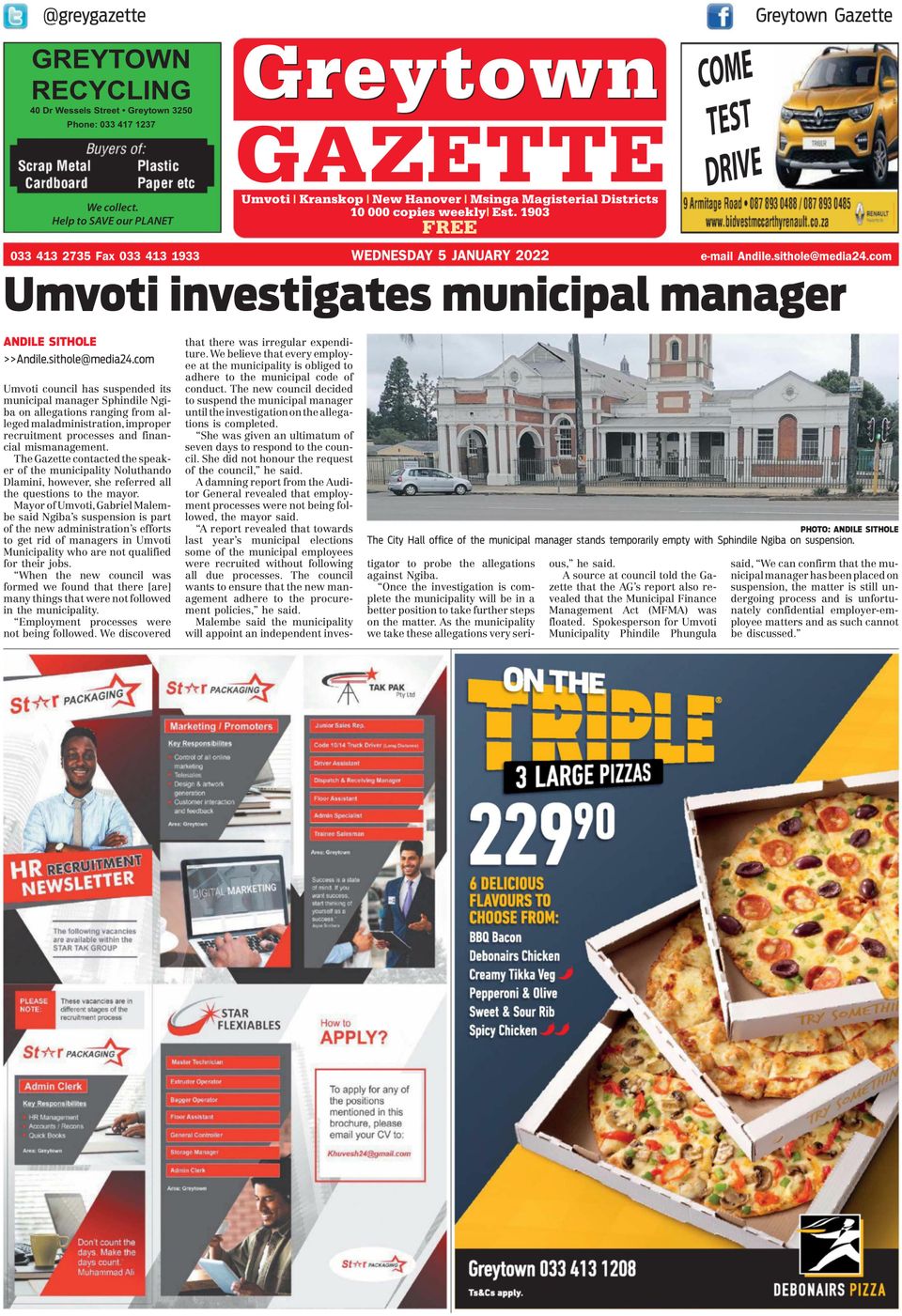 Greytown Gazette-January 05, 2022 Newspaper - Get your Digital Subscription