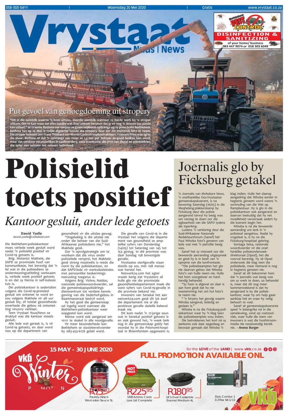 Get digital access to Vrystaat Nuus-News - May 20, 2020 issue | Magzter.com