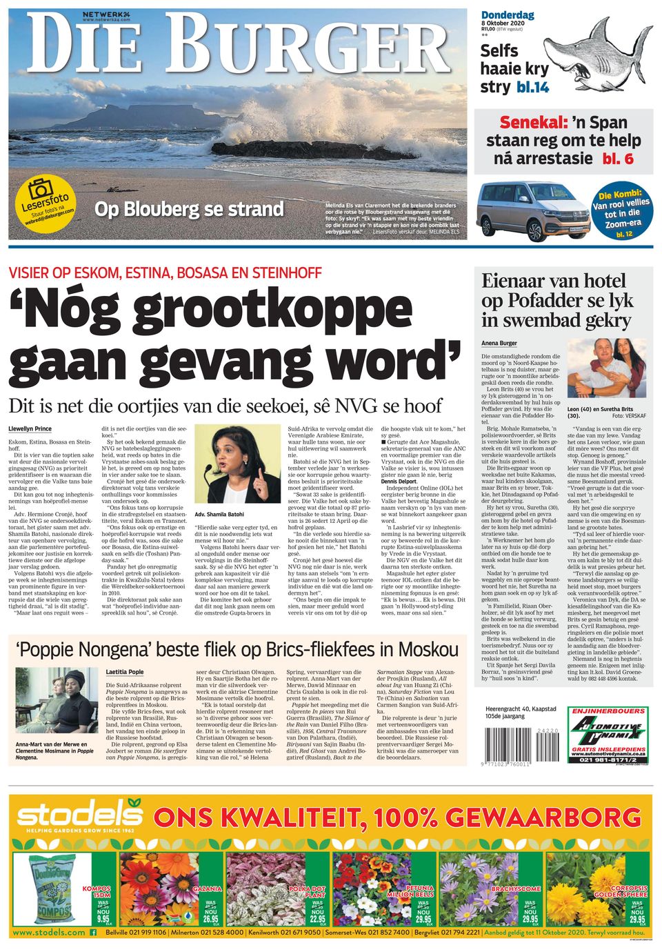 Die Burger Wes Kaap-October 08, 2020 Newspaper