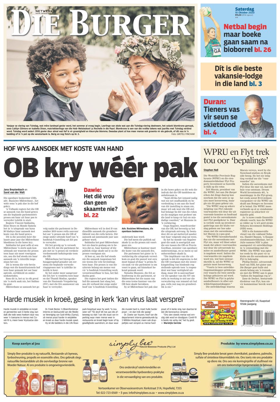 Die Burger Wes Kaap-October 10, 2020 Newspaper