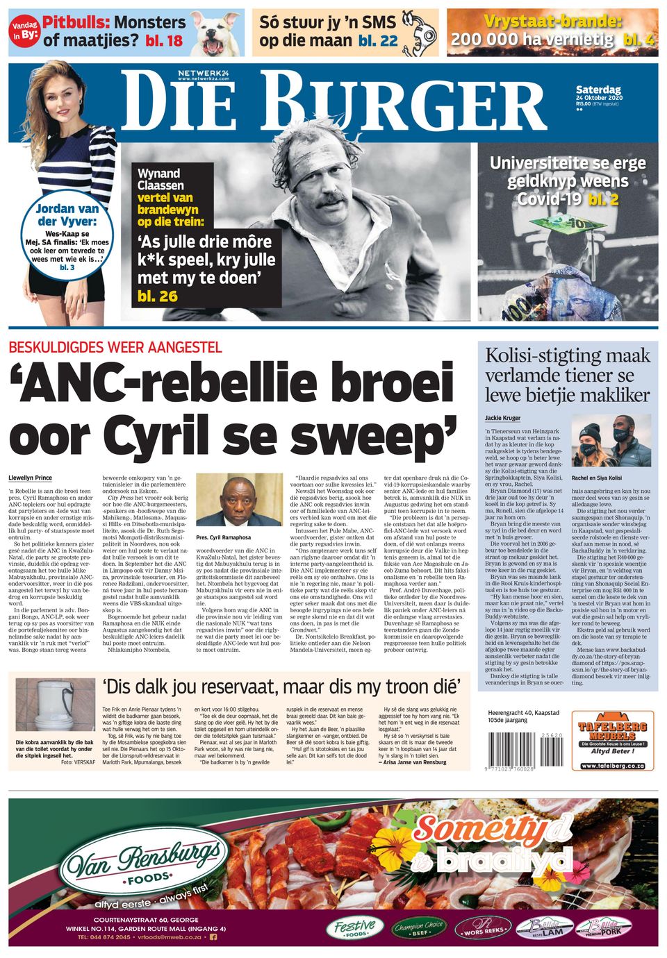 Die Burger Wes Kaap-October 24, 2020 Newspaper