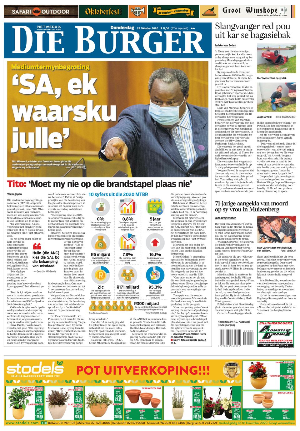 Die Burger Wes Kaap-October 29, 2020 Newspaper