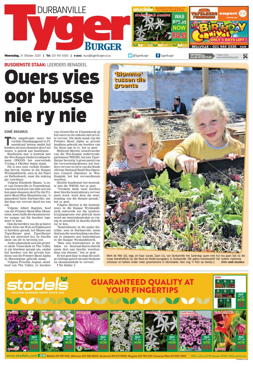 TygerBurger Durbanville-October 14, 2020 Newspaper