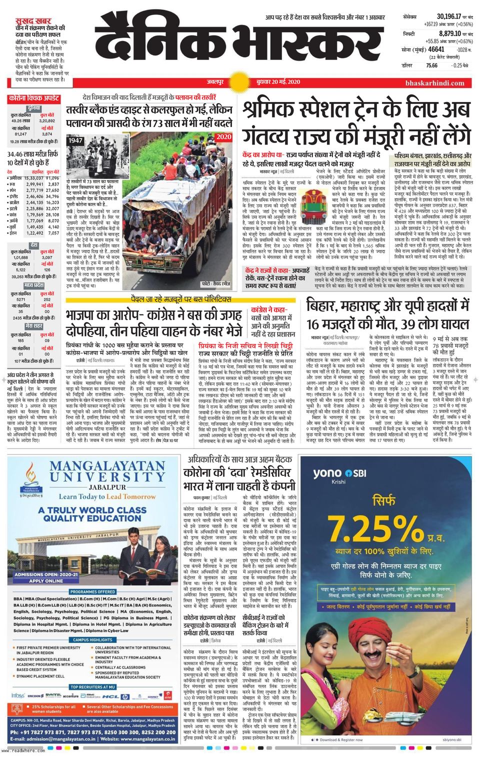 Get digital access to Dainik Bhaskar Mandla - May 20, 2020 issue ...