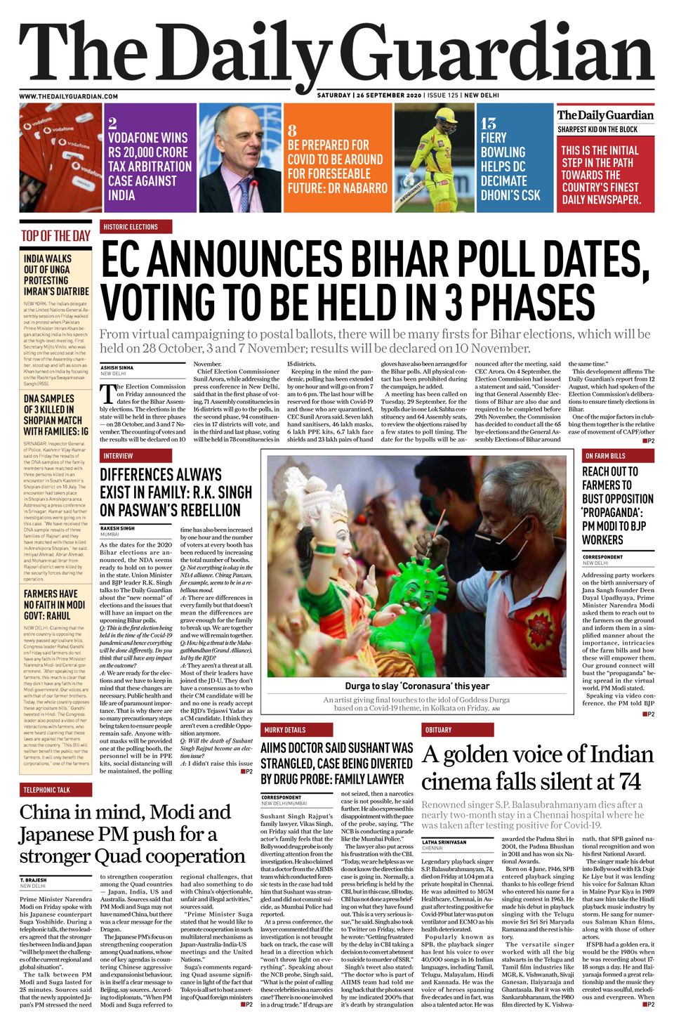 The Daily Guardian-September 26, 2020 Newspaper