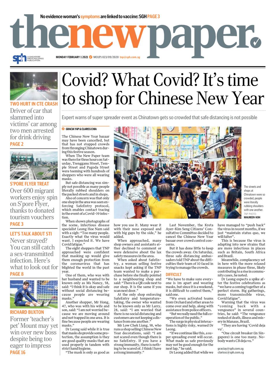 The New Paper-February 01, 2021 Newspaper - Get your Digital Subscription