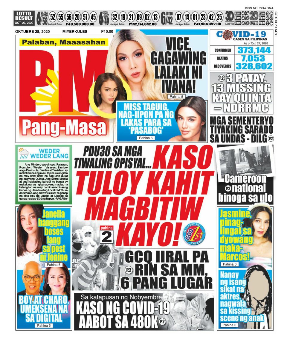 Get digital access to Pang Masa - October 28, 2020 issue | Magzter.com