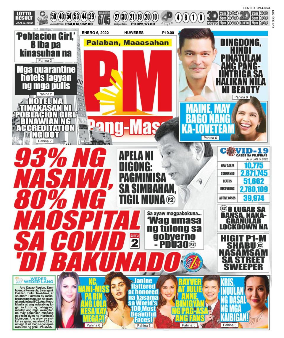 Pang Masa-January 06, 2022 Newspaper - Get your Digital Subscription