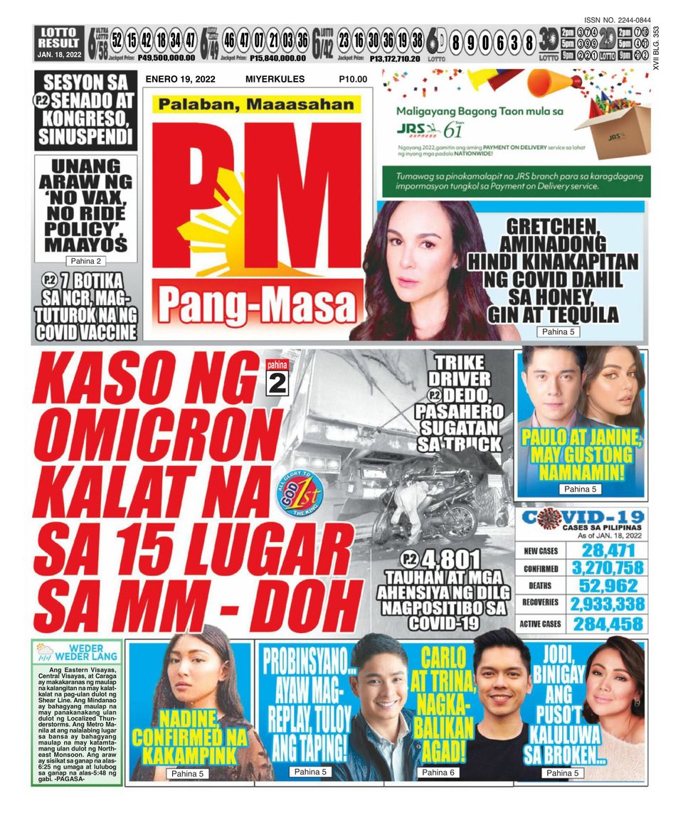 Pang Masa-January 19, 2022 Newspaper - Get your Digital Subscription