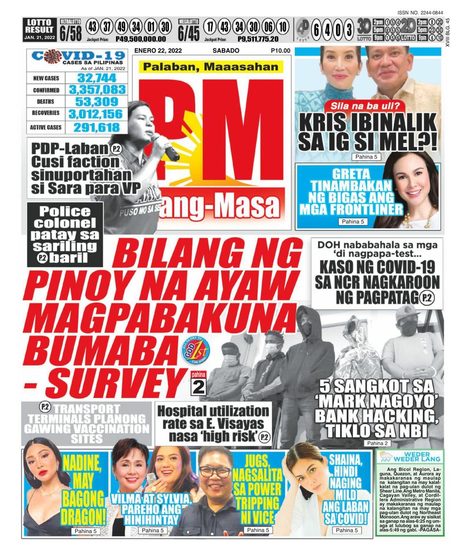 Pang Masa-January 22, 2022 Newspaper - Get your Digital Subscription