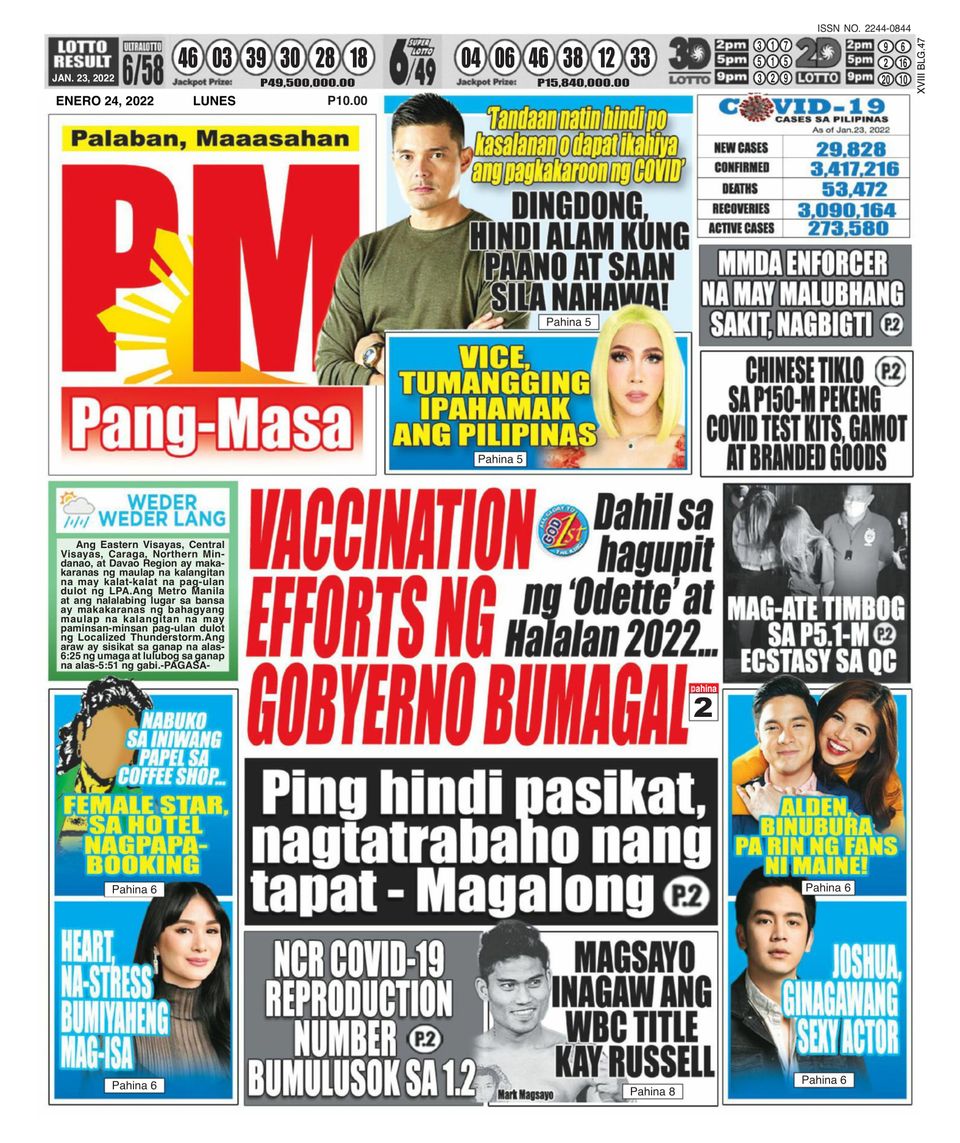 Pang Masa-January 24, 2022 Newspaper - Get your Digital Subscription
