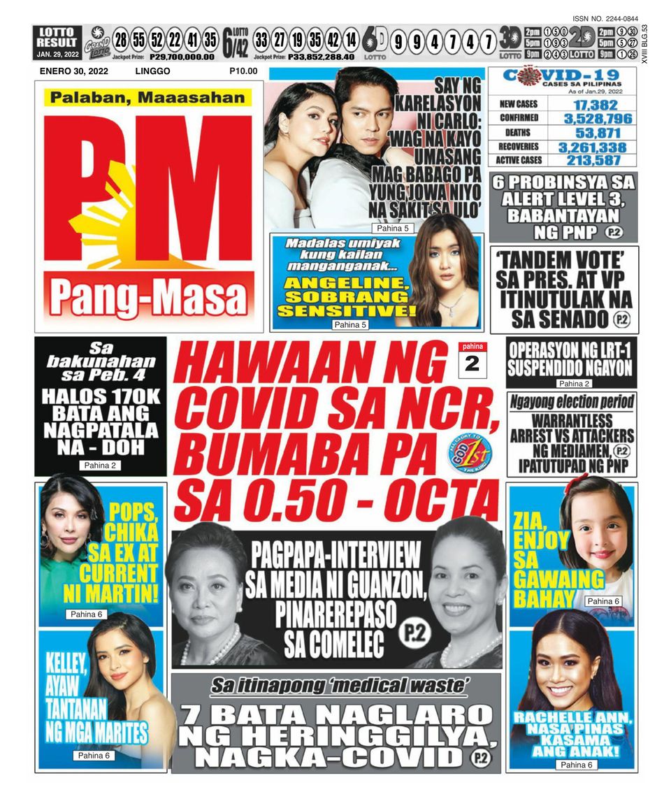 Pang Masa-January 30, 2022 Newspaper - Get your Digital Subscription