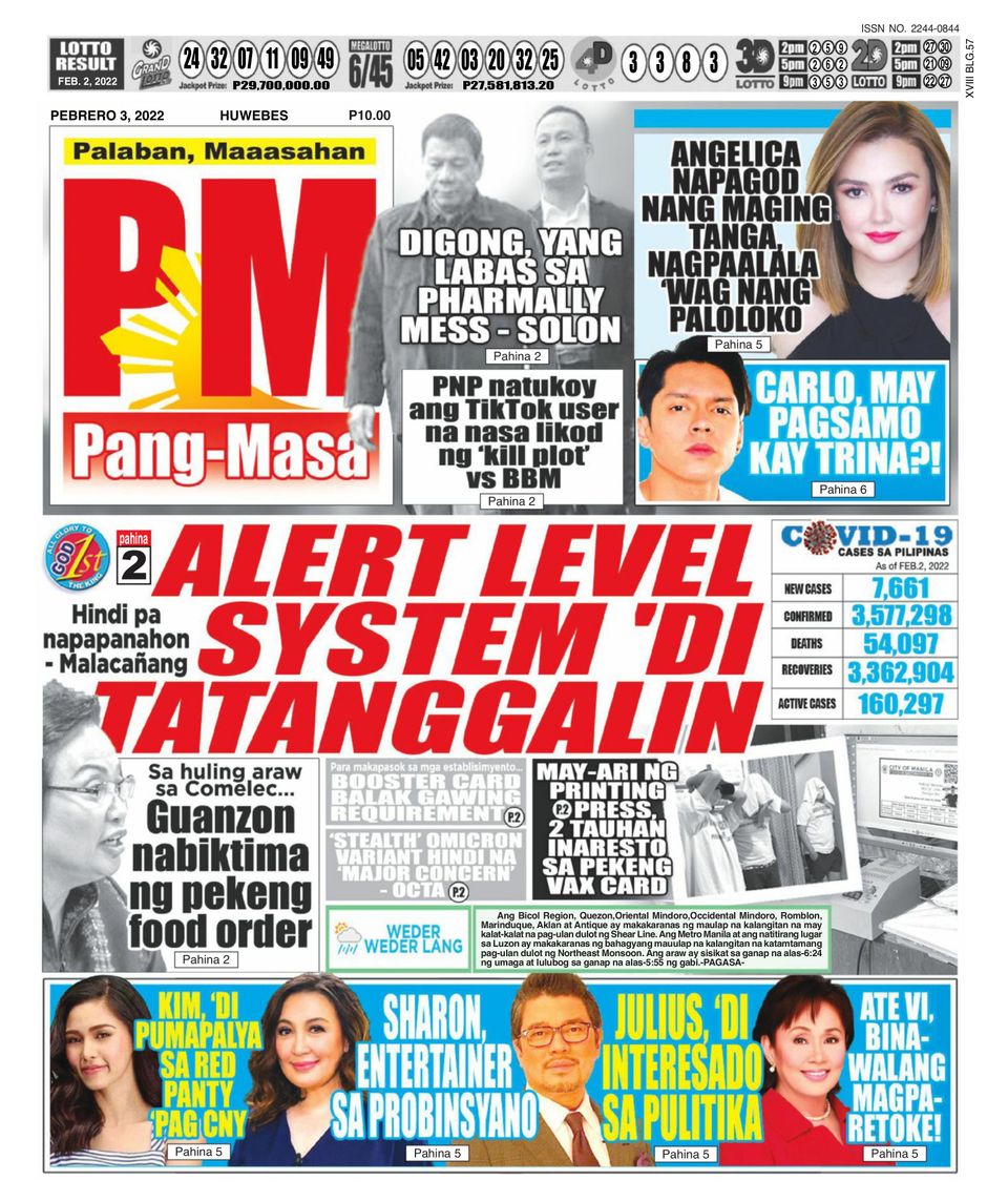 Pang Masa-February 03, 2022 Newspaper - Get your Digital Subscription