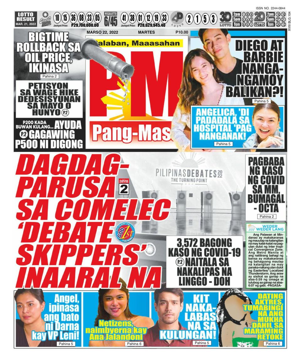 Pang Masa-March 22, 2022 Newspaper - Get your Digital Subscription