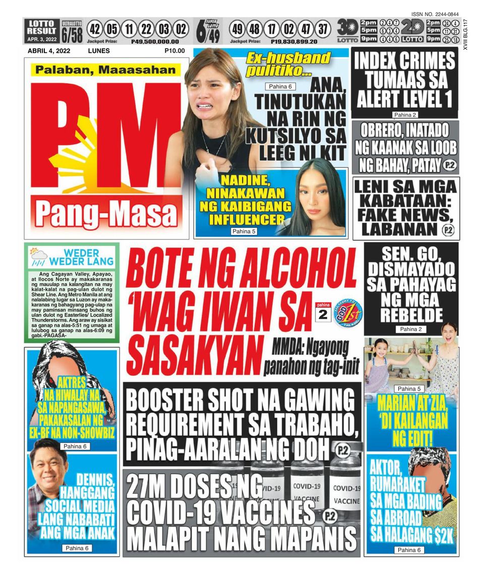 Pang Masa-April 04, 2022 Newspaper - Get your Digital Subscription
