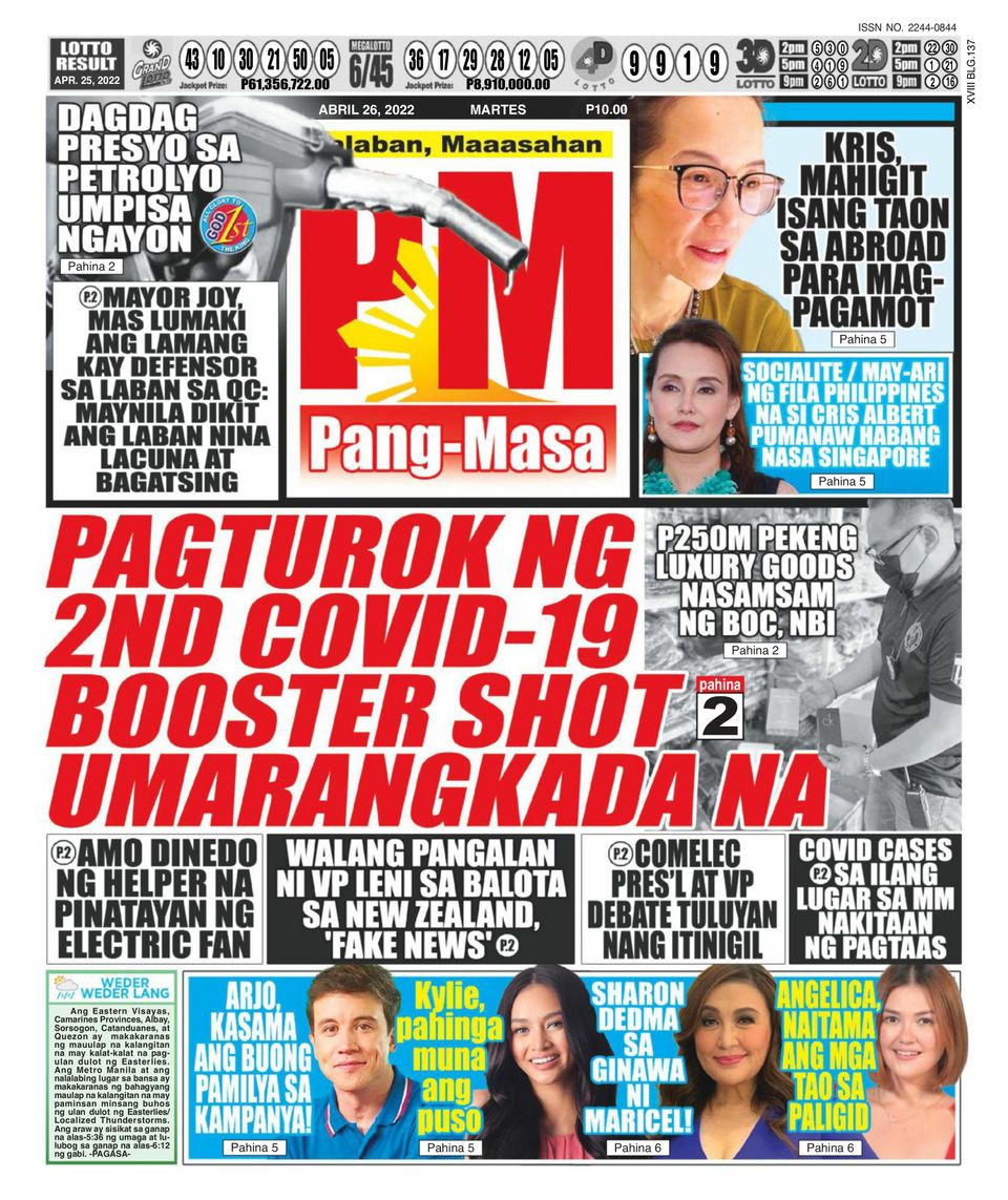 Pang Masa-April 26, 2022 Newspaper - Get your Digital Subscription