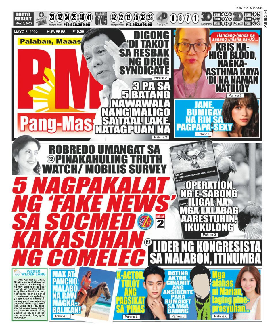 Pang Masa-May 05, 2022 Newspaper - Get your Digital Subscription