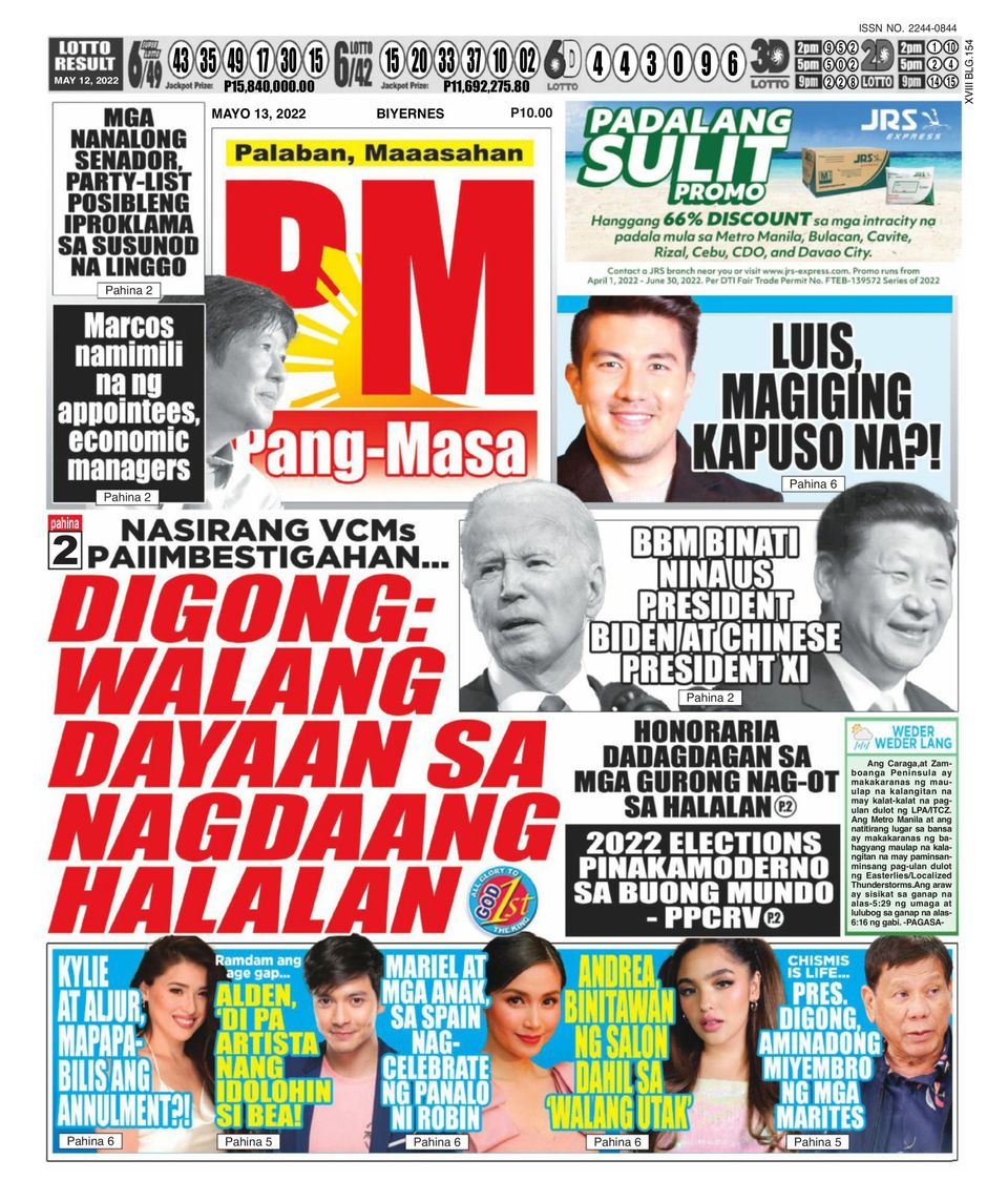 Get digital access to Pang Masa - May 13, 2022 issue | Magzter.com
