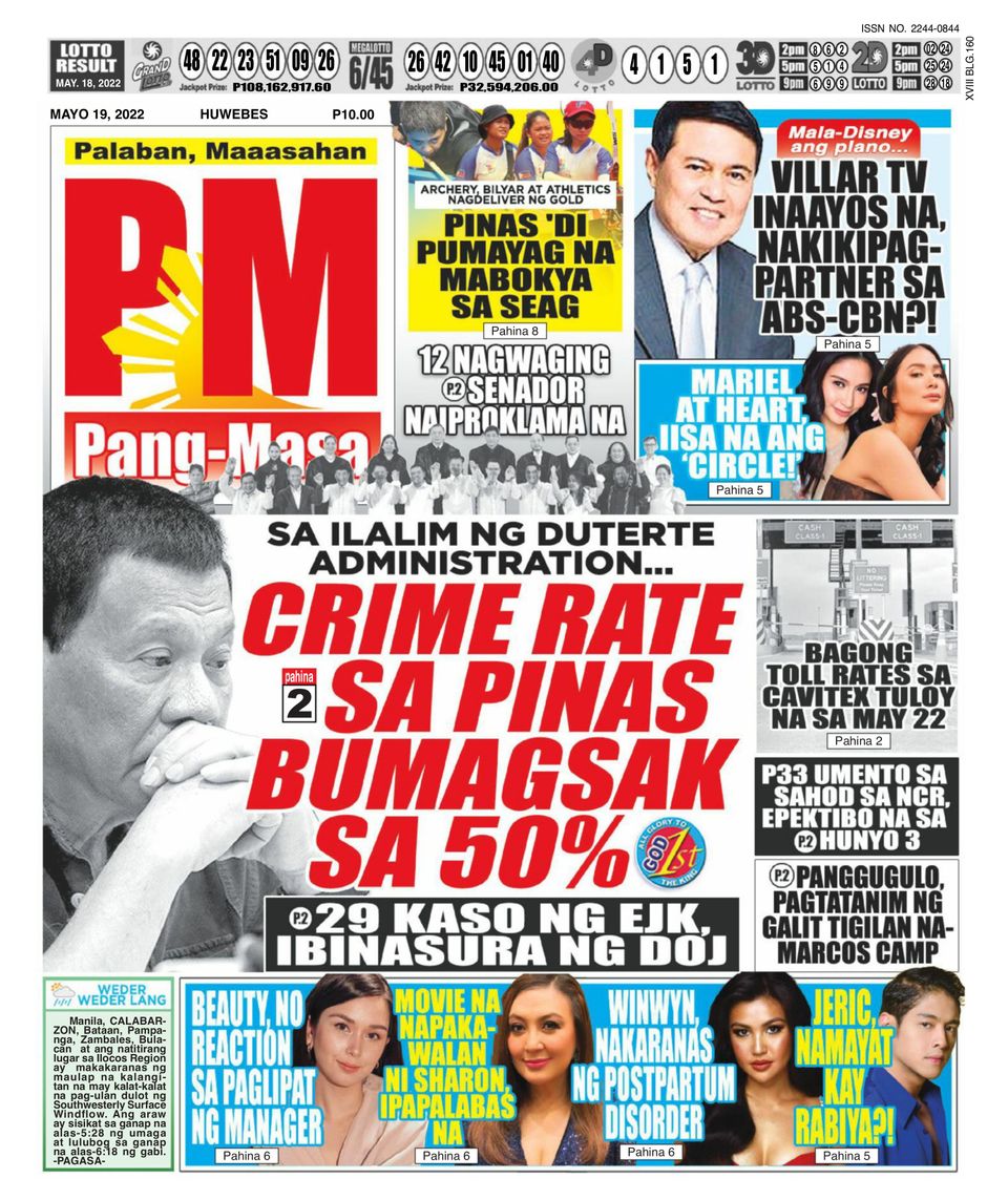 Pang Masa-May 19, 2022 Newspaper - Get your Digital Subscription