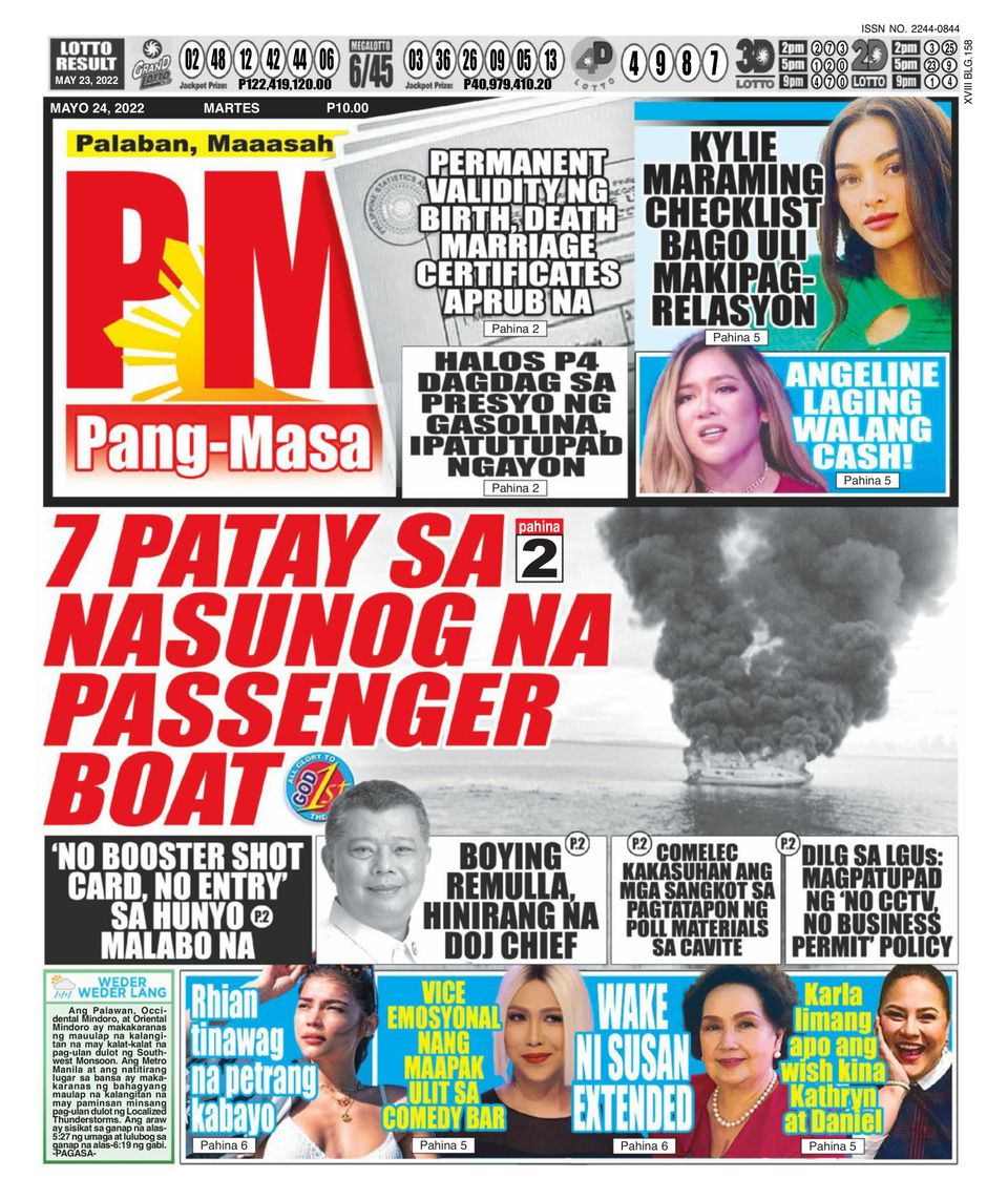 Pang Masa-May 24, 2022 Newspaper - Get your Digital Subscription