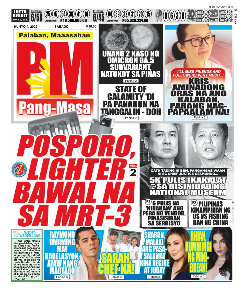 Pang Masa-June 04, 2022 Newspaper - Get your Digital Subscription