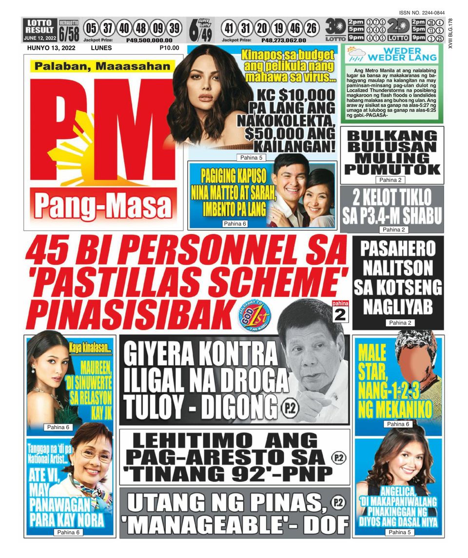 Pang Masa-June 13, 2022 Newspaper - Get your Digital Subscription