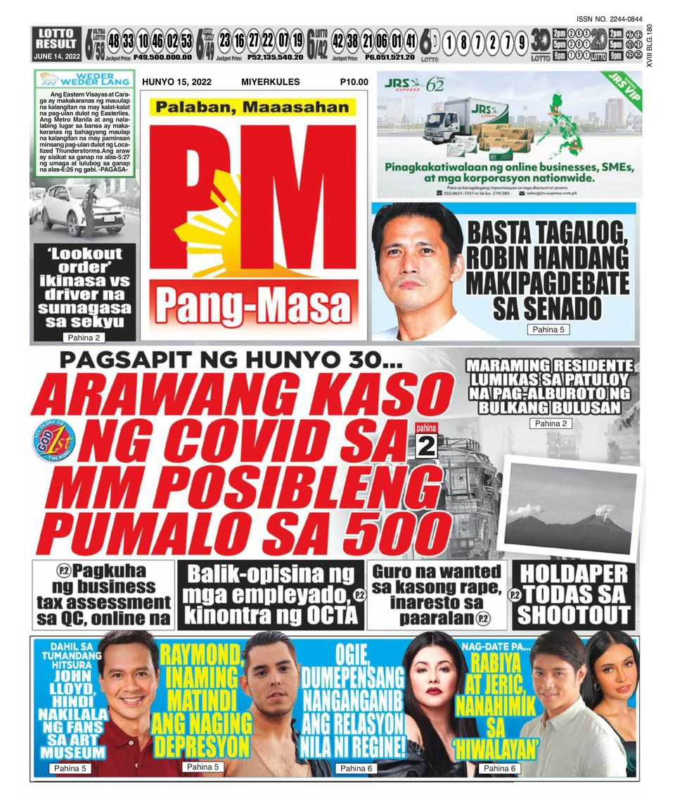 Pang Masa-June 15, 2022 Newspaper - Get your Digital Subscription