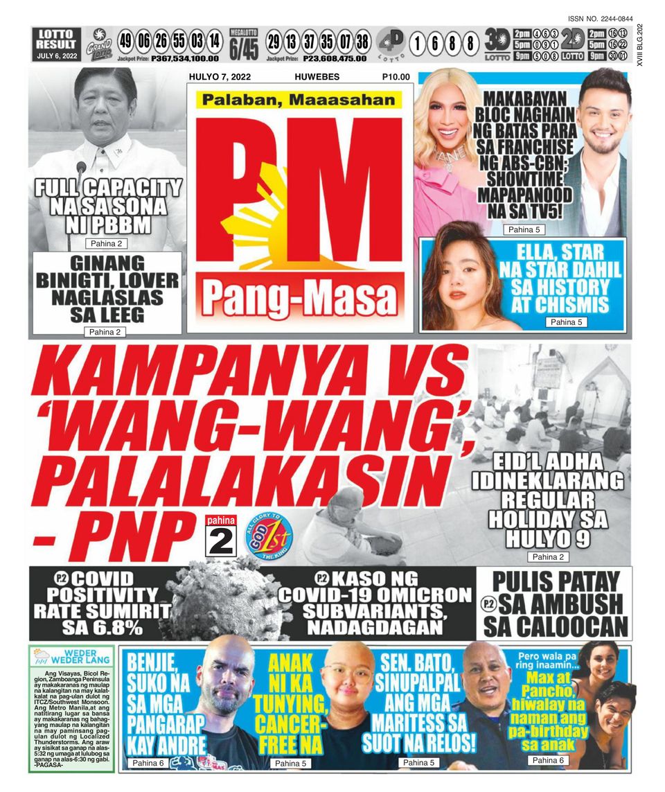 Pang Masa-July 07, 2022 Newspaper - Get your Digital Subscription