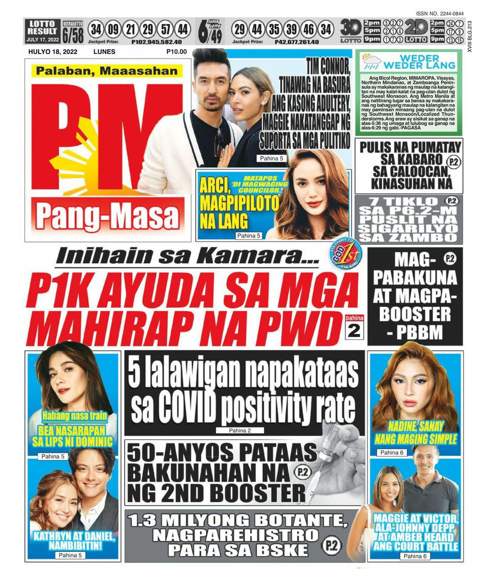 Pang Masa-July 18, 2022 Newspaper - Get your Digital Subscription