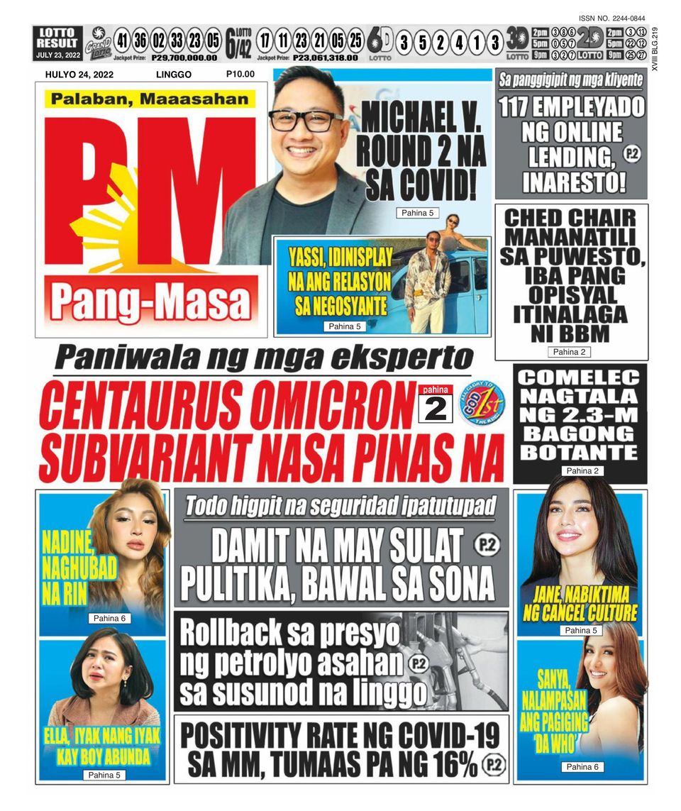 Pang Masa-July 24, 2022 Newspaper - Get your Digital Subscription