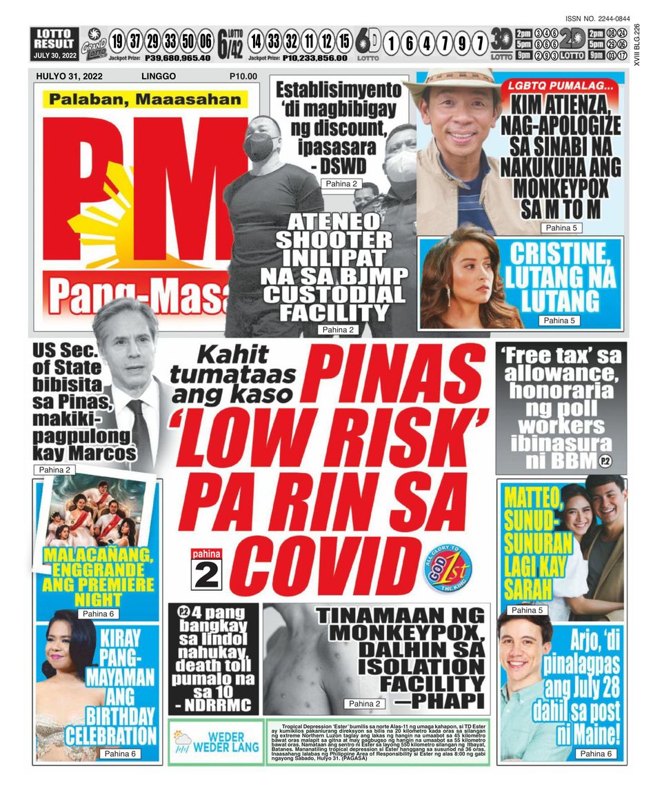 Pang Masa-July 31, 2022 Newspaper - Get your Digital Subscription