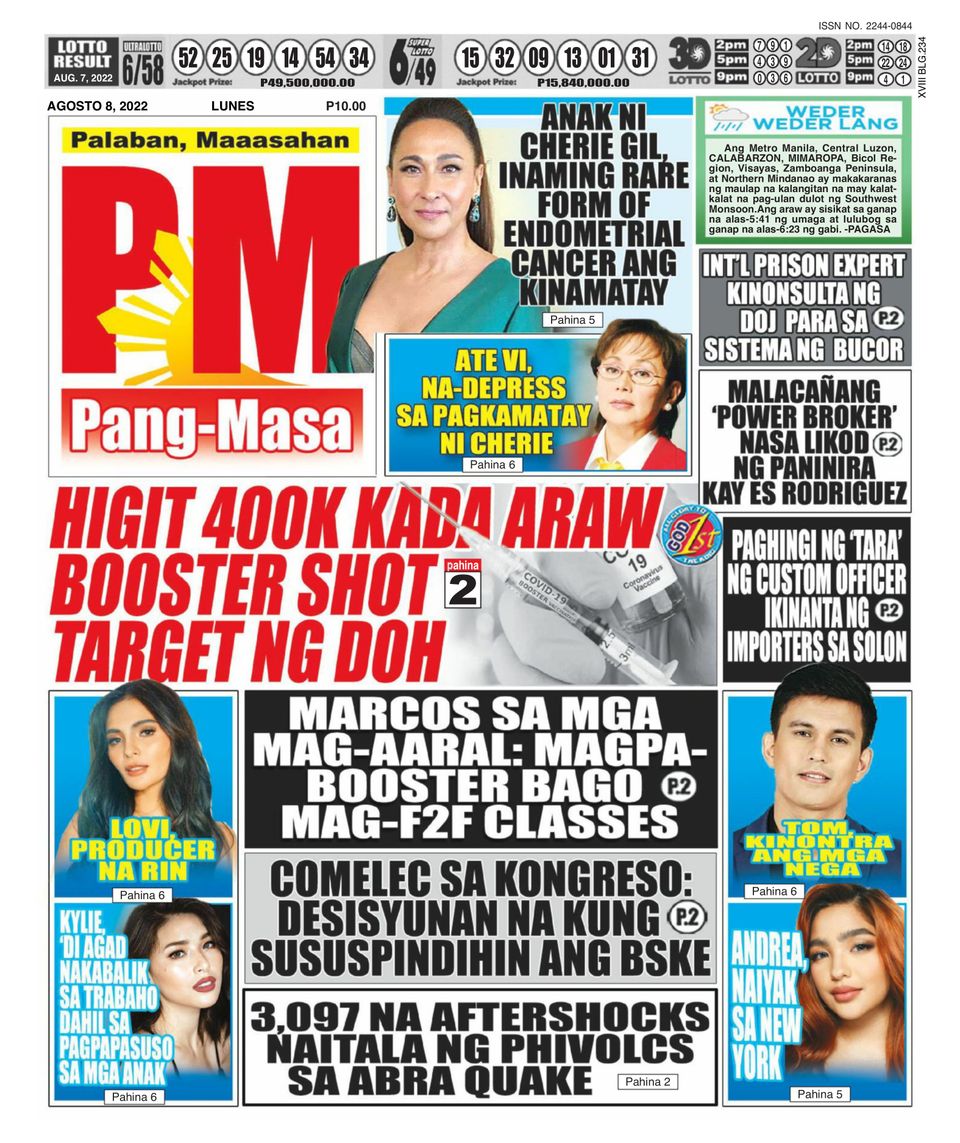 Pang Masa-August 08, 2022 Newspaper - Get your Digital Subscription