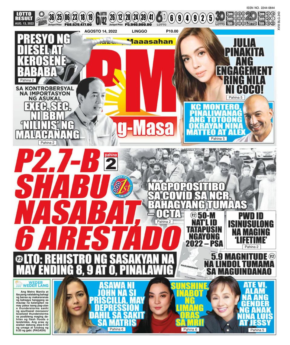 Get digital access to Pang Masa - August 14, 2022 issue | Magzter.com
