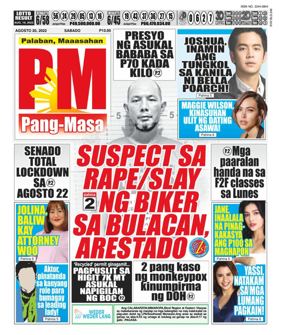 Pang Masa-August 20, 2022 Newspaper - Get your Digital Subscription