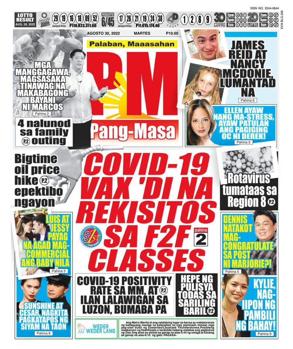 Pang Masa-August 30, 2022 Newspaper - Get your Digital Subscription