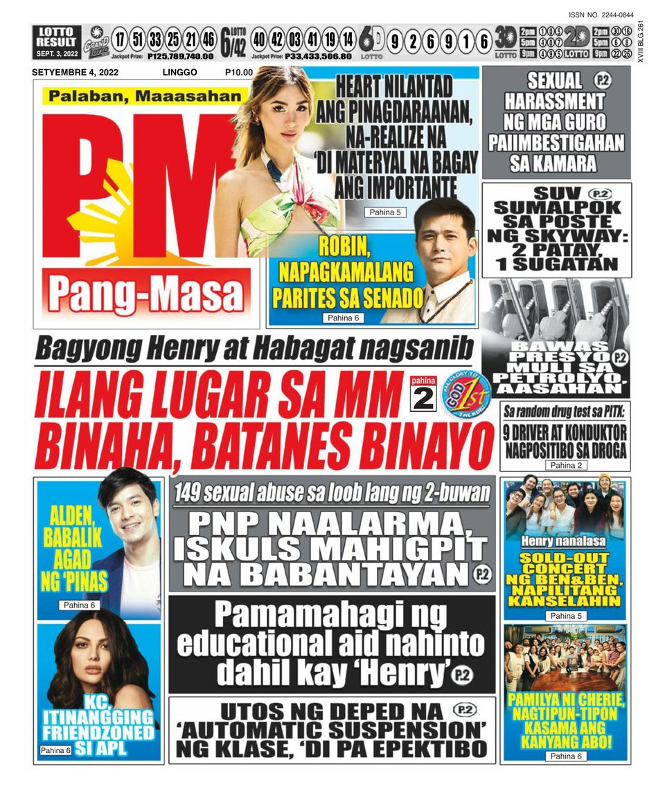 Pang Masa-September 04, 2022 Newspaper - Get your Digital Subscription