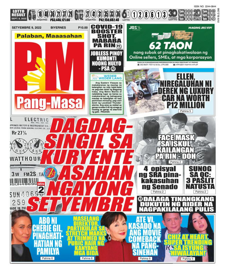 Pang Masa-September 09, 2022 Newspaper - Get your Digital Subscription