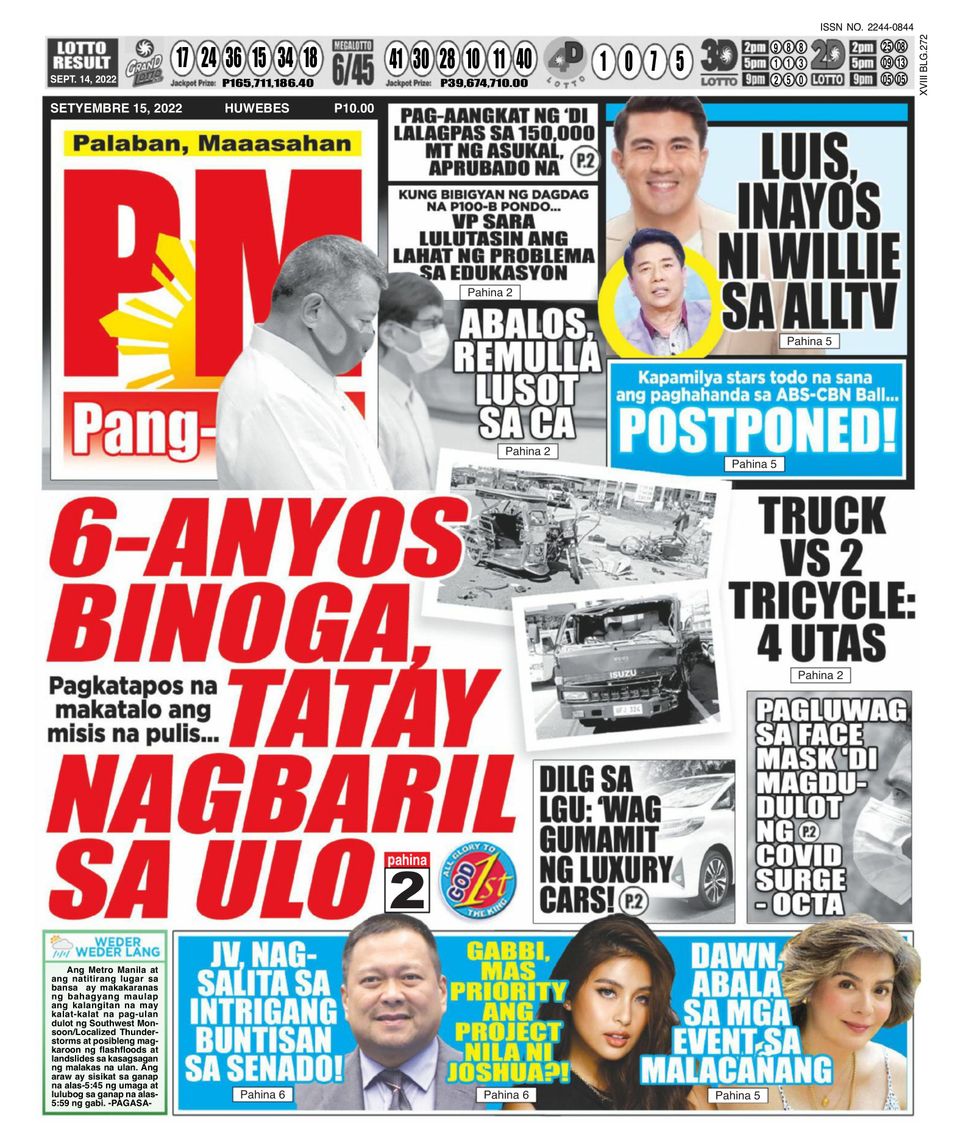 Pang Masa-September 15, 2022 Newspaper - Get your Digital Subscription