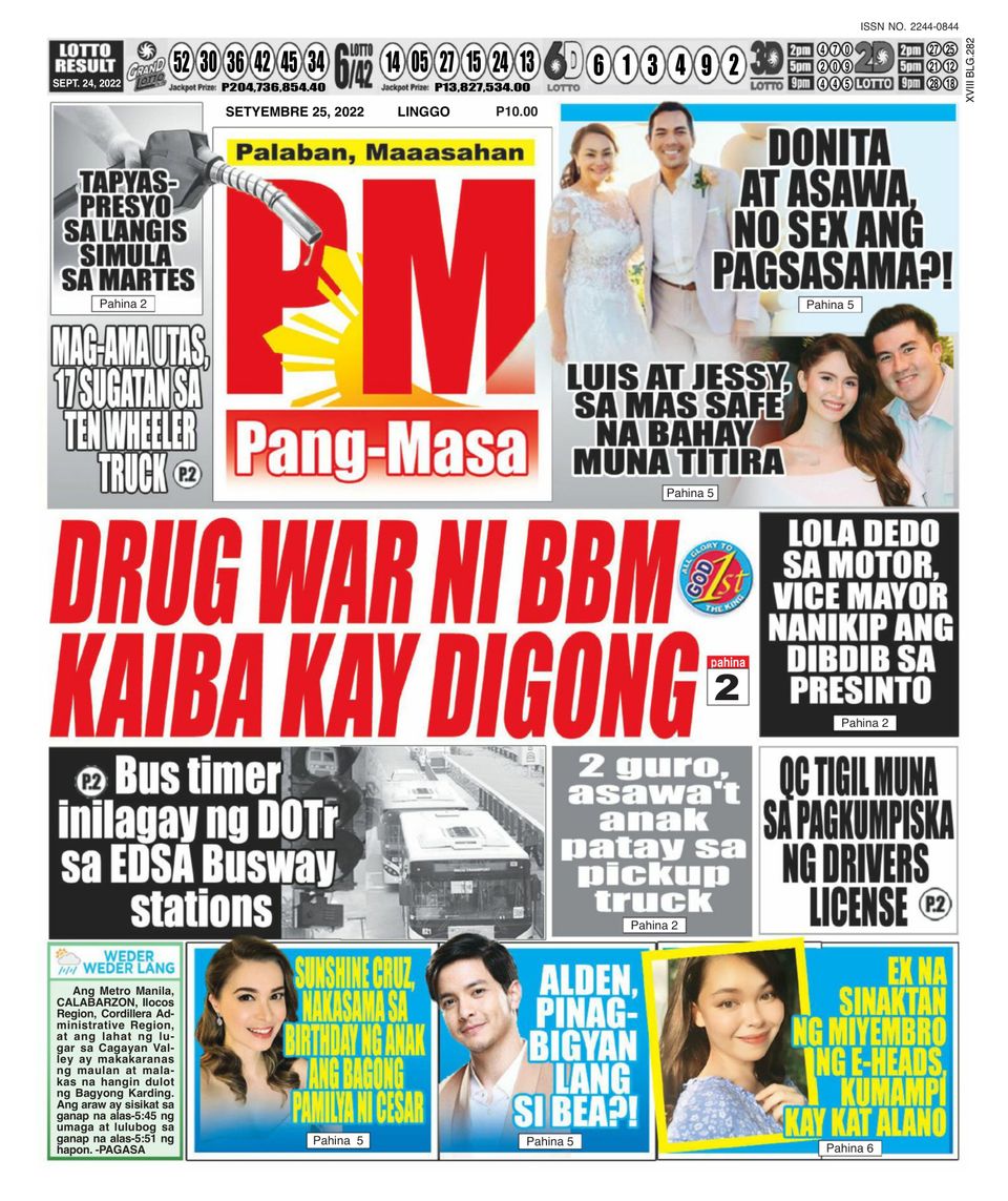 Pang Masa-September 25, 2022 Newspaper - Get your Digital Subscription