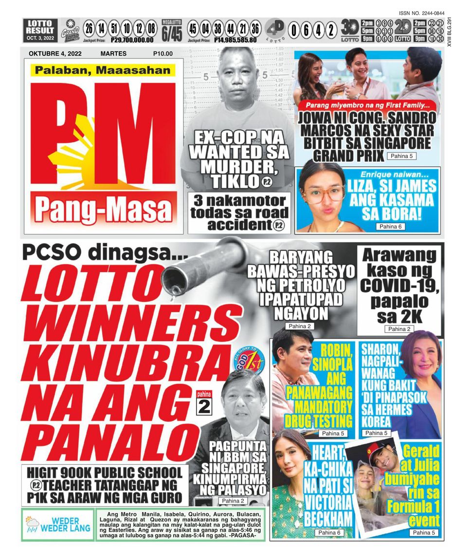 Pang Masa-October 04, 2022 Newspaper - Get your Digital Subscription