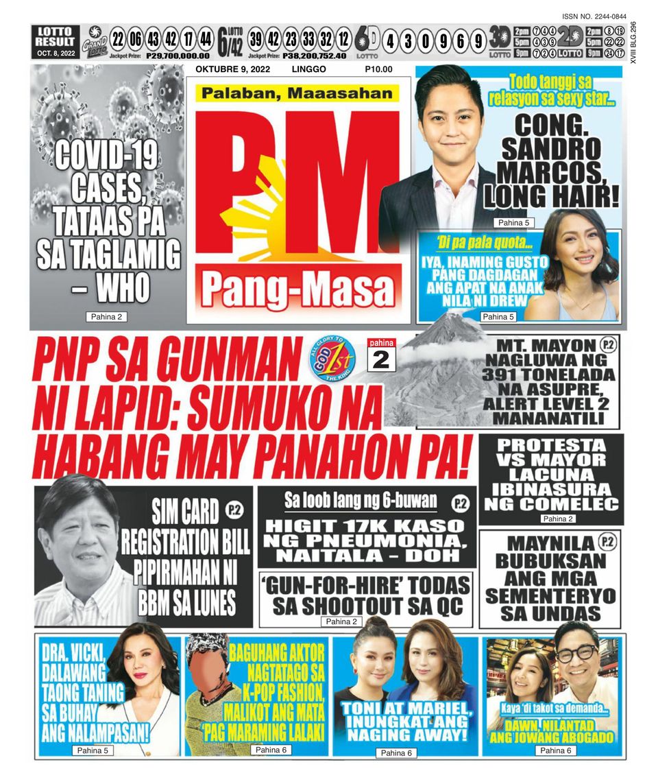 Pang Masa-October 09, 2022 Newspaper - Get your Digital Subscription