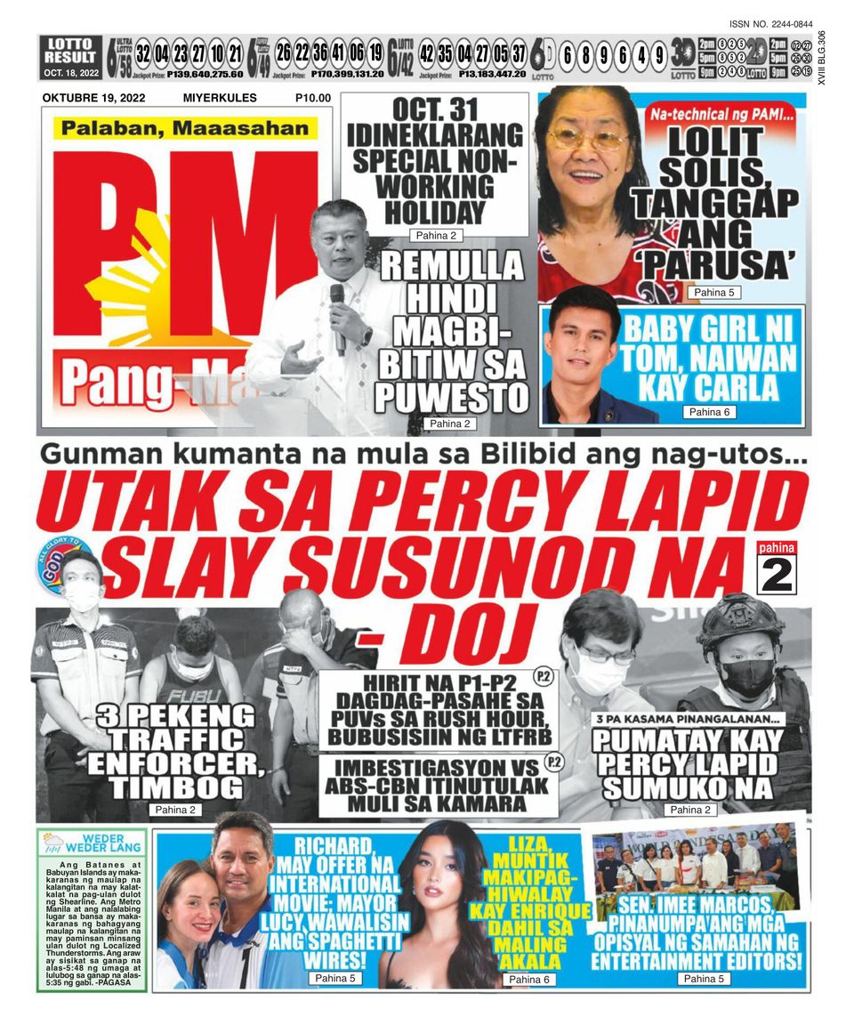 Pang Masa-October 19, 2022 Newspaper - Get your Digital Subscription