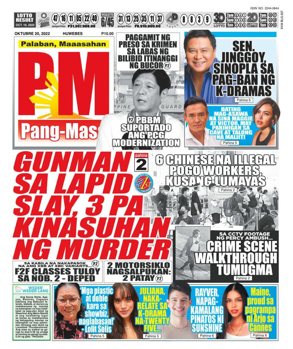 Pang Masa-October 20, 2022 Newspaper - Get your Digital Subscription