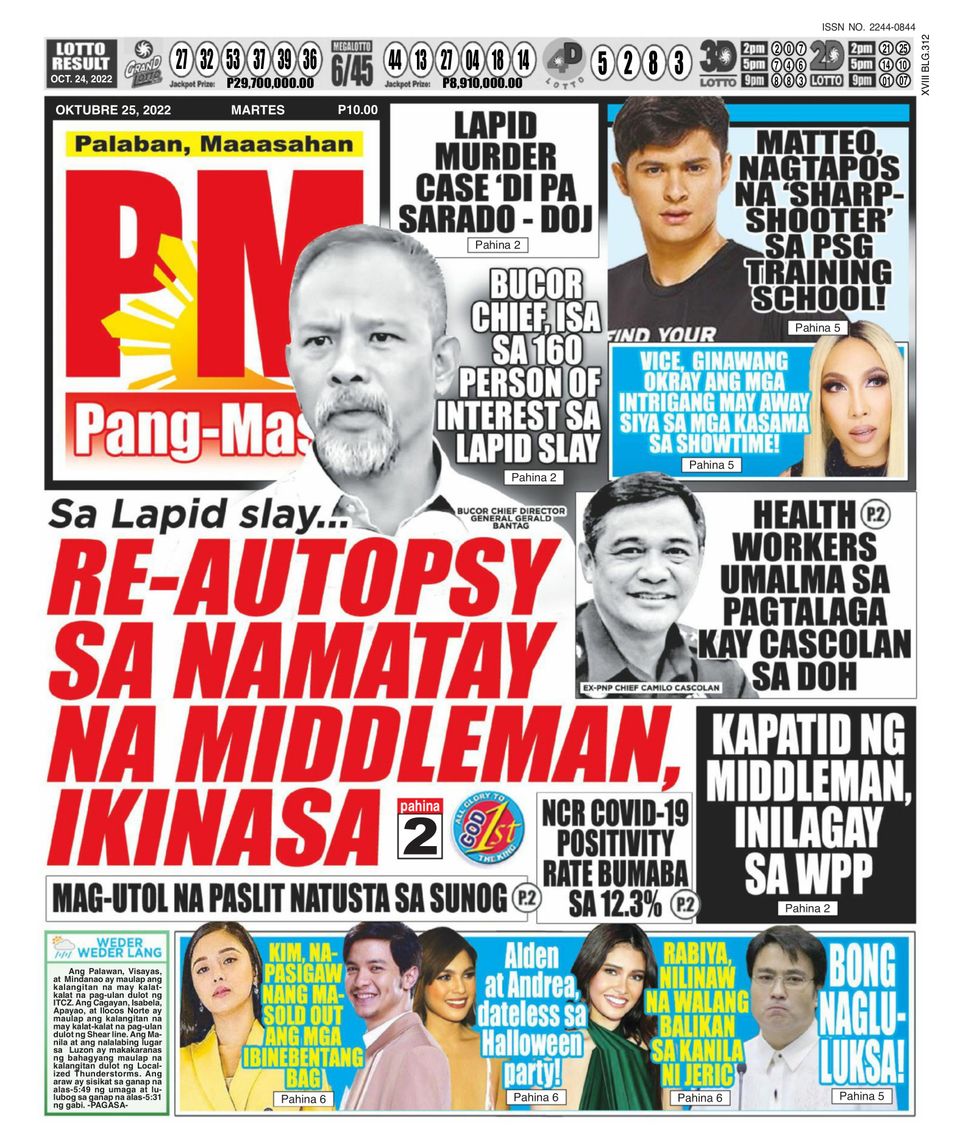 Pang Masa-October 25, 2022 Newspaper - Get your Digital Subscription