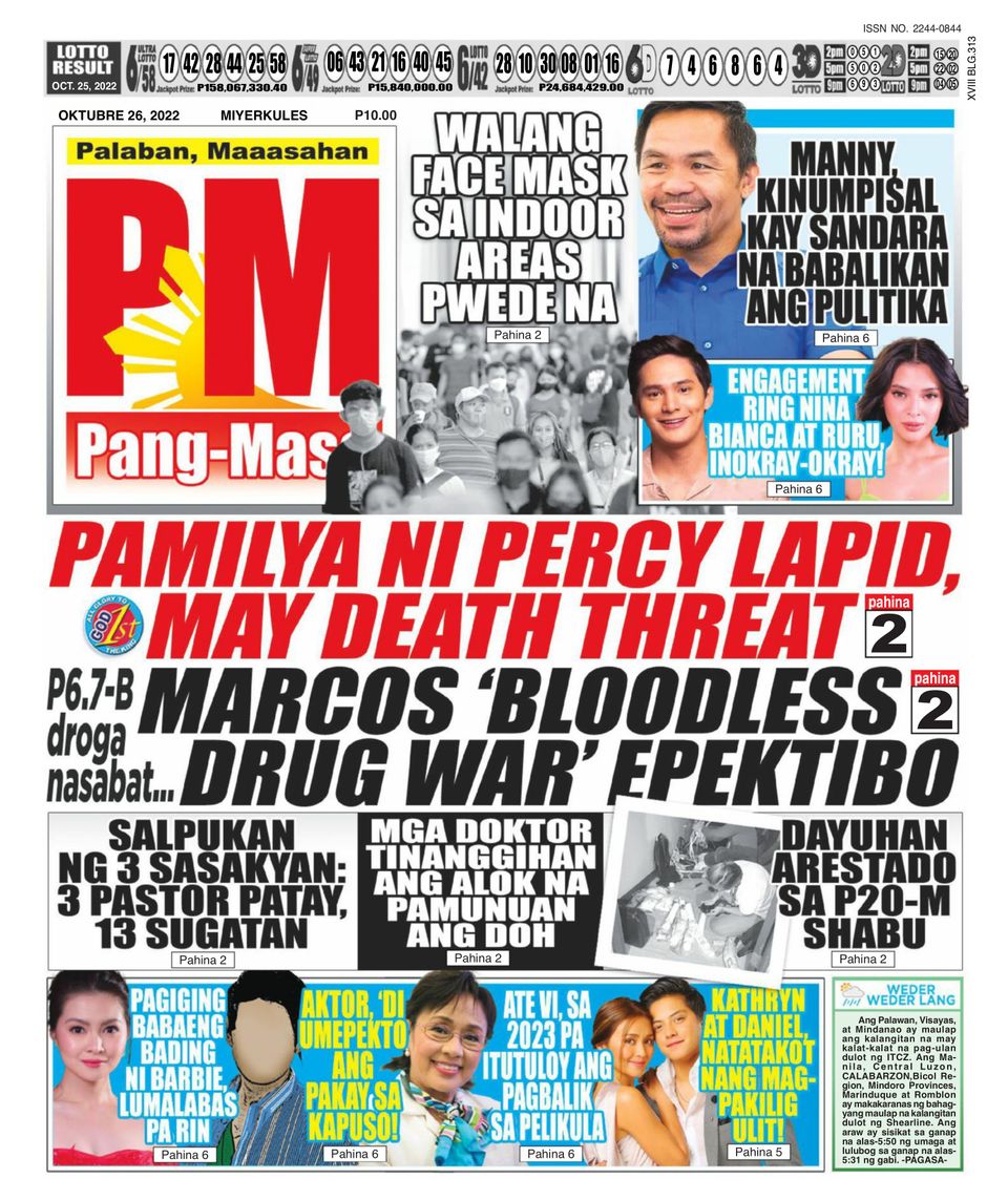 Pang Masa-October 26, 2022 Newspaper - Get your Digital Subscription
