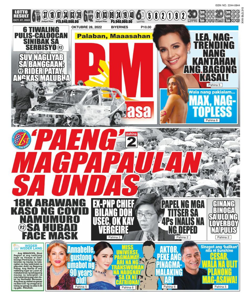 Pang Masa-October 28, 2022 Newspaper - Get your Digital Subscription