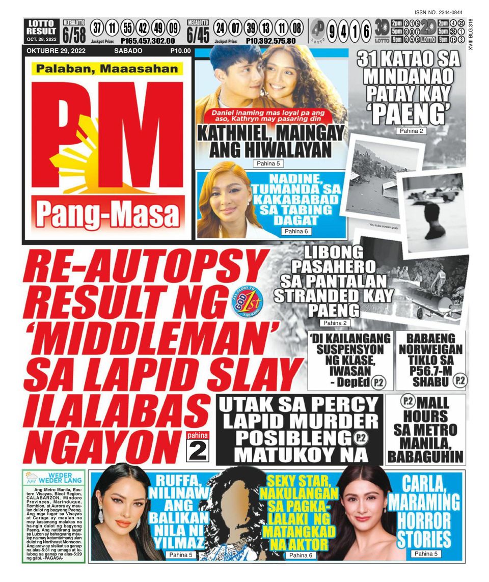 Pang Masa-October 29, 2022 Newspaper - Get your Digital Subscription